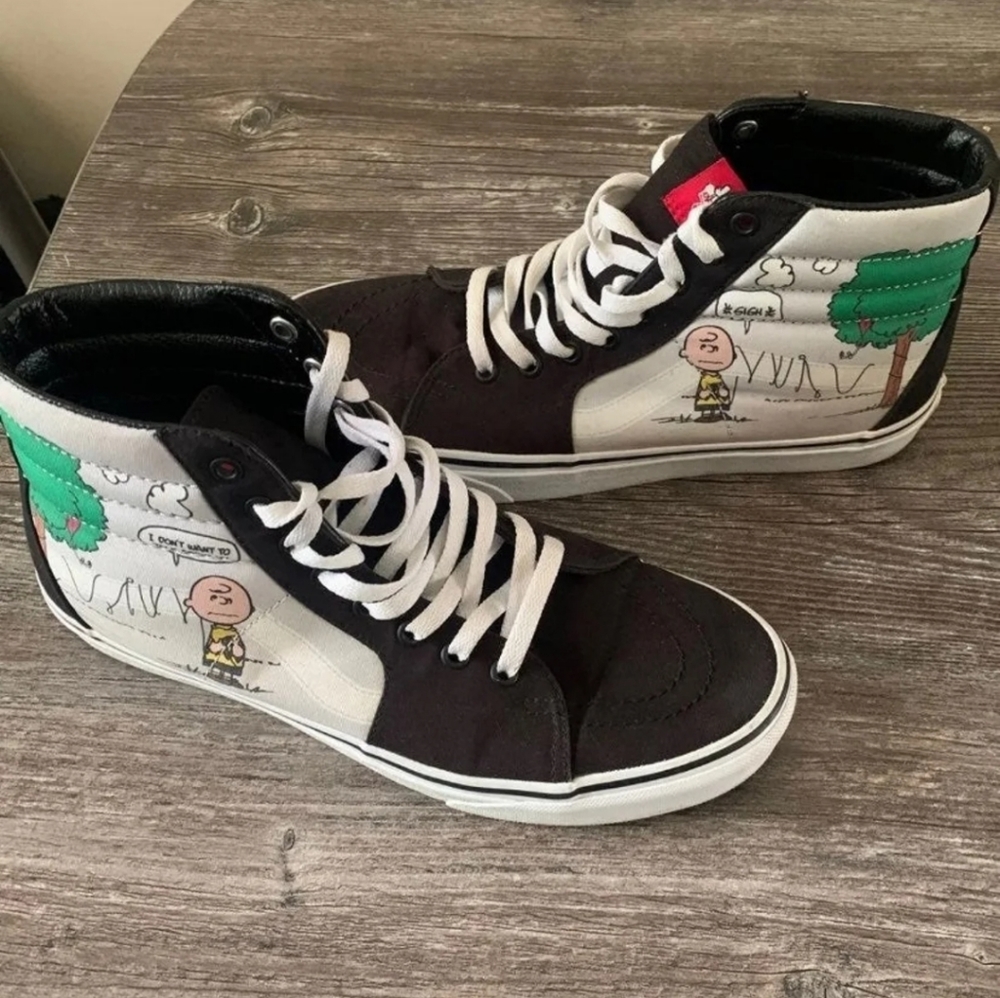 Peanuts Charlie Brown Snoopy Vans Sk8-Hi Shoes Size 8… - Gem